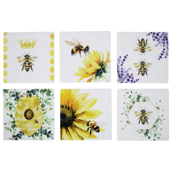 Garden Bees Coaster - Rustic Heart