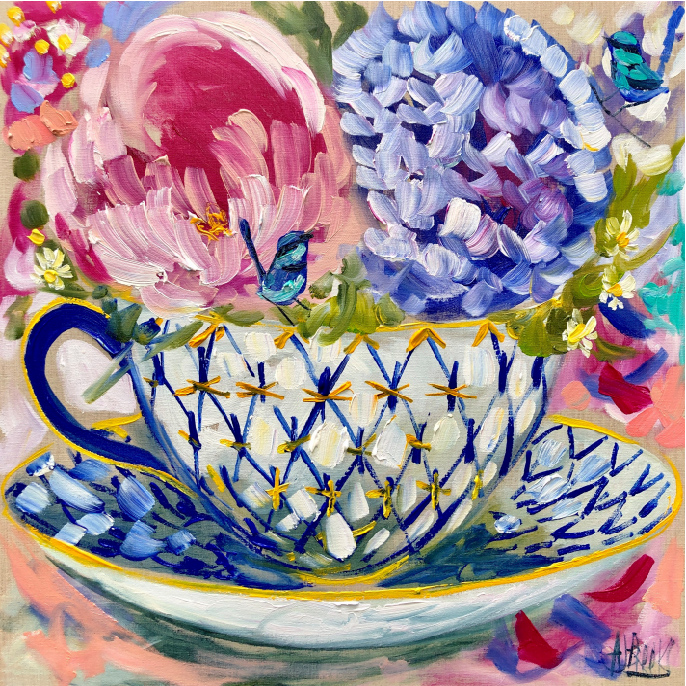 Amanda Brooks – Tea for Two Blush Coaster - Rustic Heart