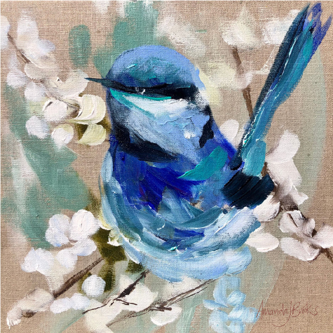 Amanda Brooks - Vibrant Blue Wren Coaster - Rustic Heart